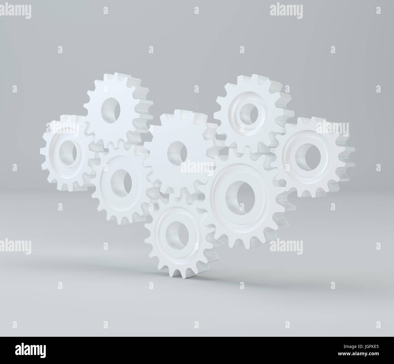 cogwheel mechanism. Gears on gray background. 3d rendering Stock Photo ...