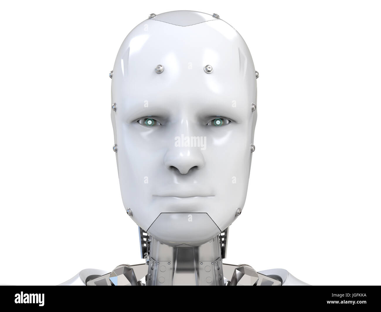 3d rendering cyborg face with virtual display in eyes Stock Photo - Alamy