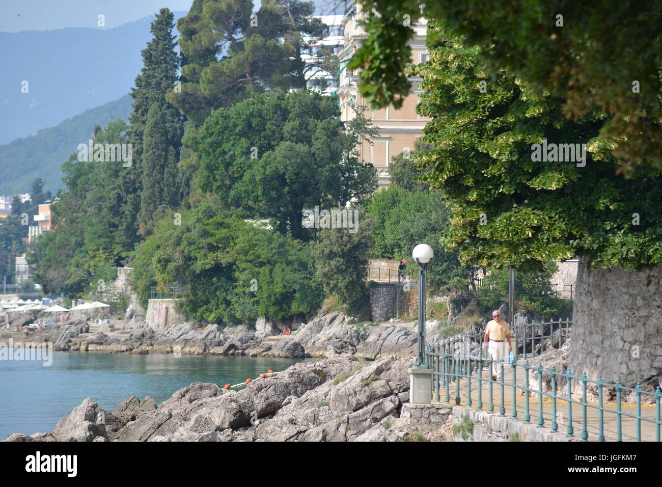 Opatija, Croatia - June 16, 2017 - Lungomare promenade near Opatija ...