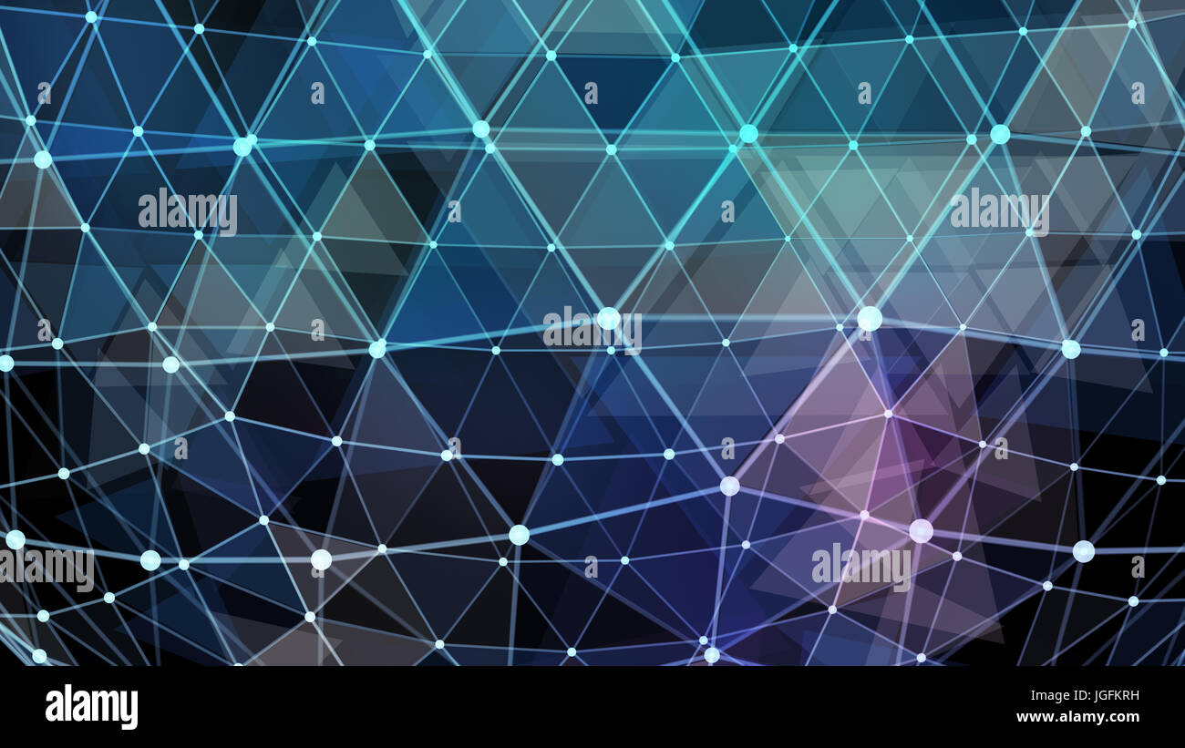Network background abstract polygon triangle and dots Stock Photo - Alamy