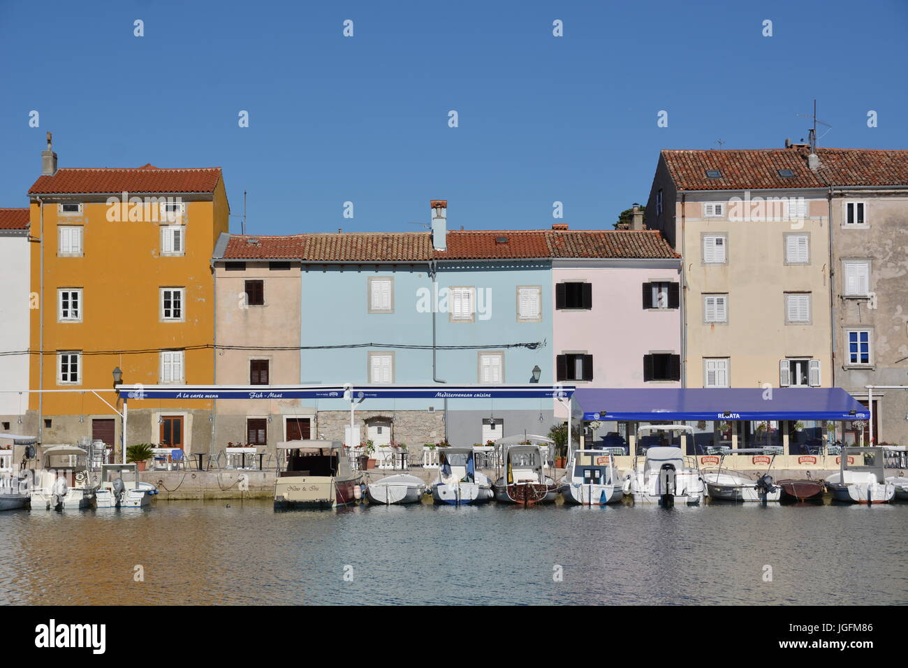 Cres, Croatia - June 19, 2017 - City of cres with boats and blue sky ...