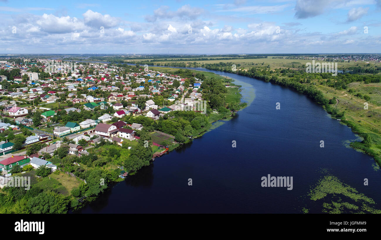 Top view of river Matyra and Gruazy town in Russia Stock Photo - Alamy