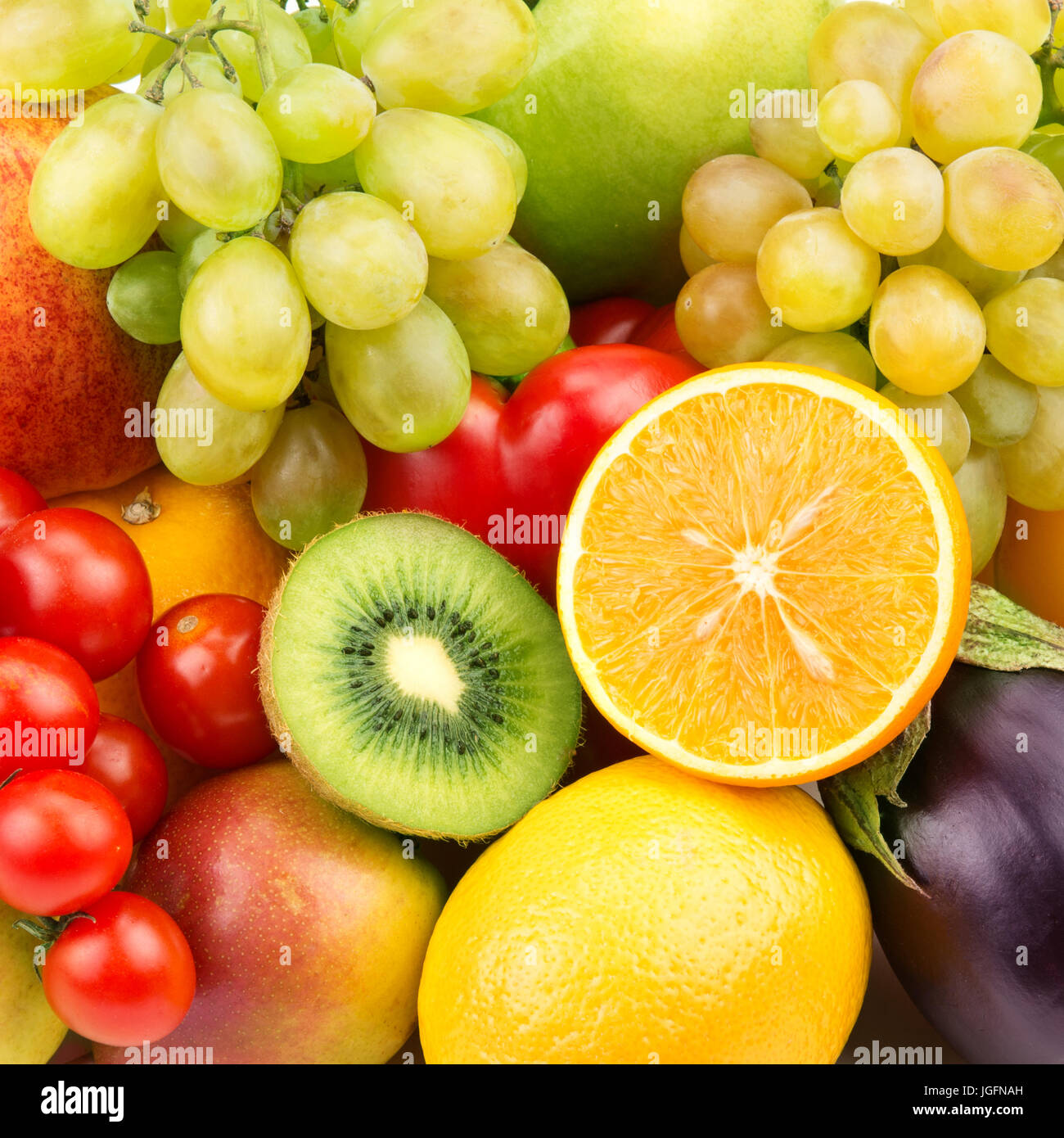 bright background of ripe fruit and vegetables Stock Photo - Alamy