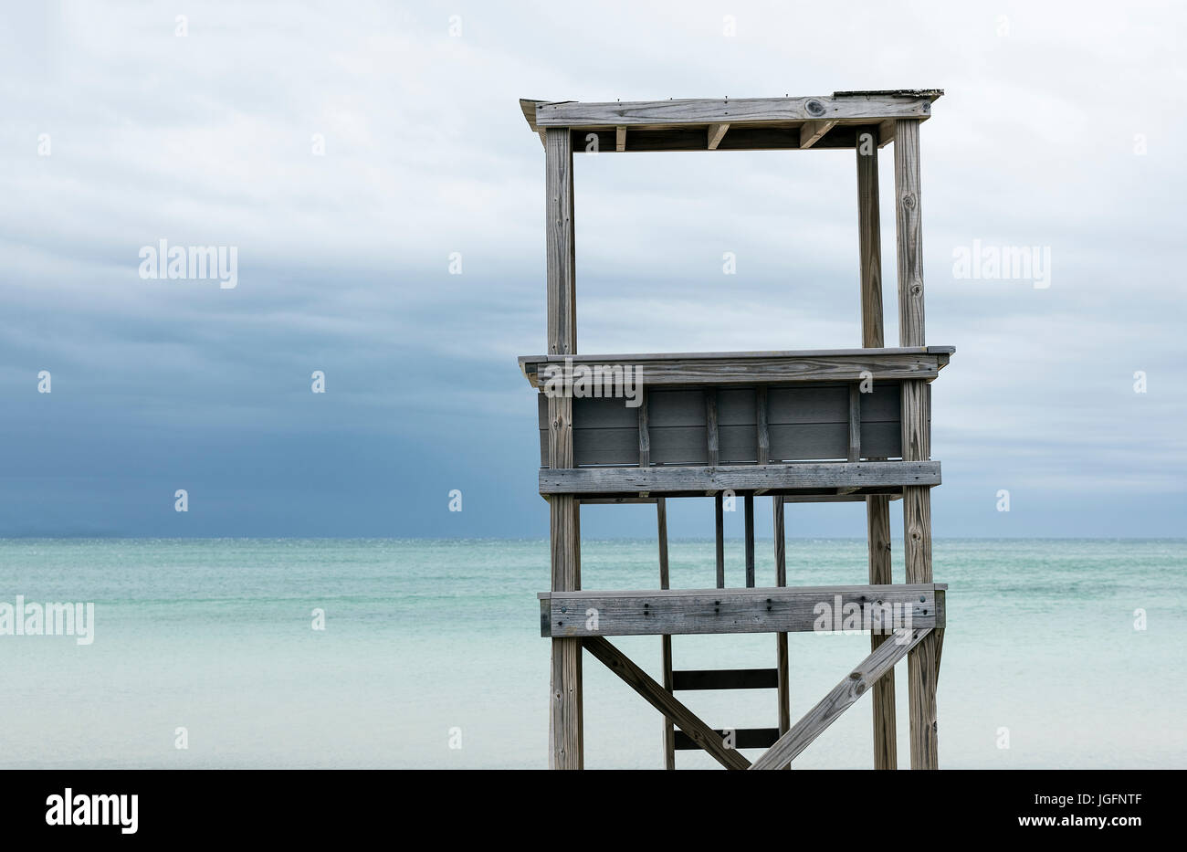 Rustic lifeguard stand overlooking the ocean Stock Photo - Alamy