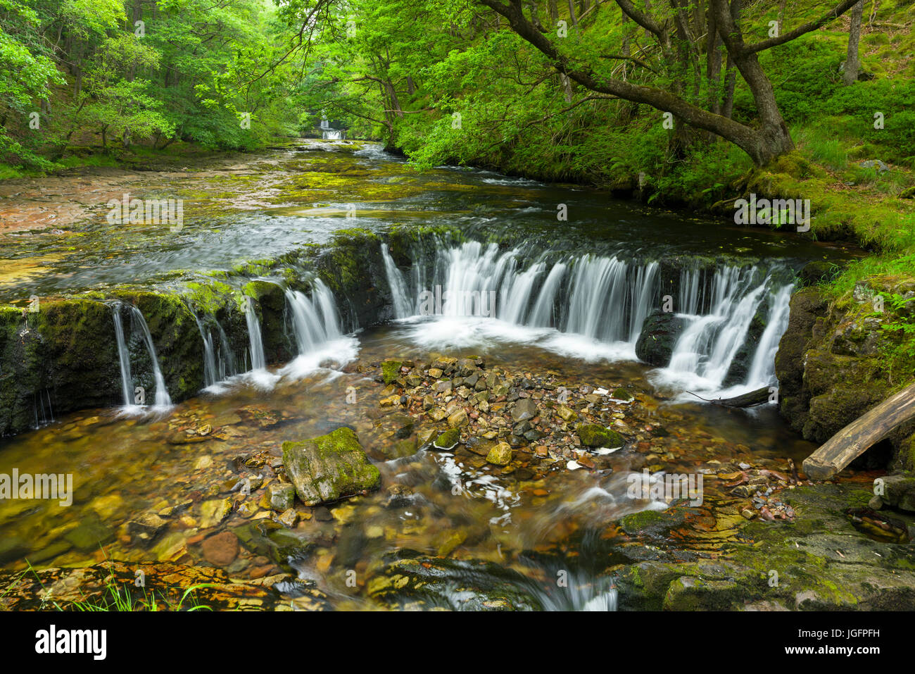 Sgwd y Bedol (Horseshoe Falls) waterfalls on the Nedd Fechan in the Bannau Brycheiniog (Brecon ...