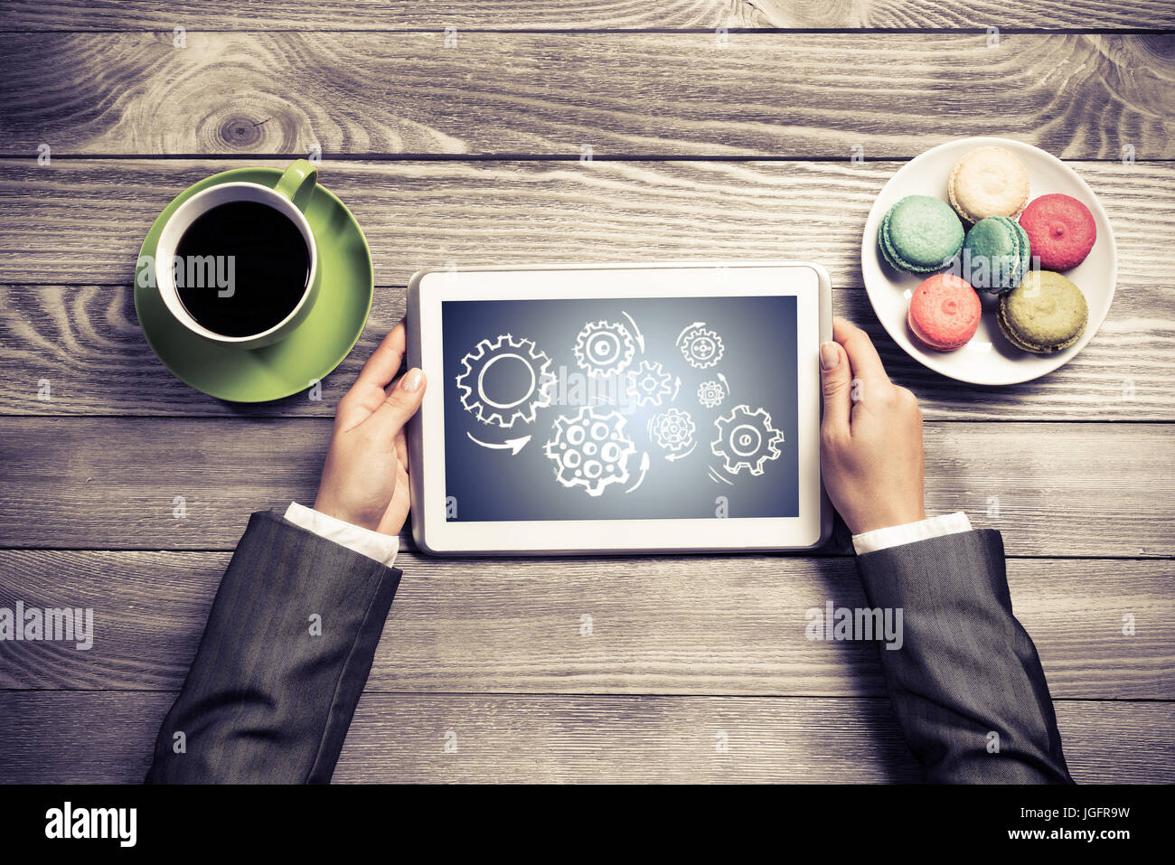 Having coffee break Stock Photo - Alamy