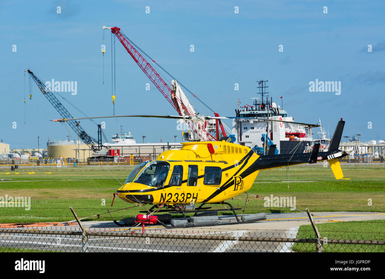 Louisiana, Lafourche Parish, Port Fourchon, helicopter base for ...