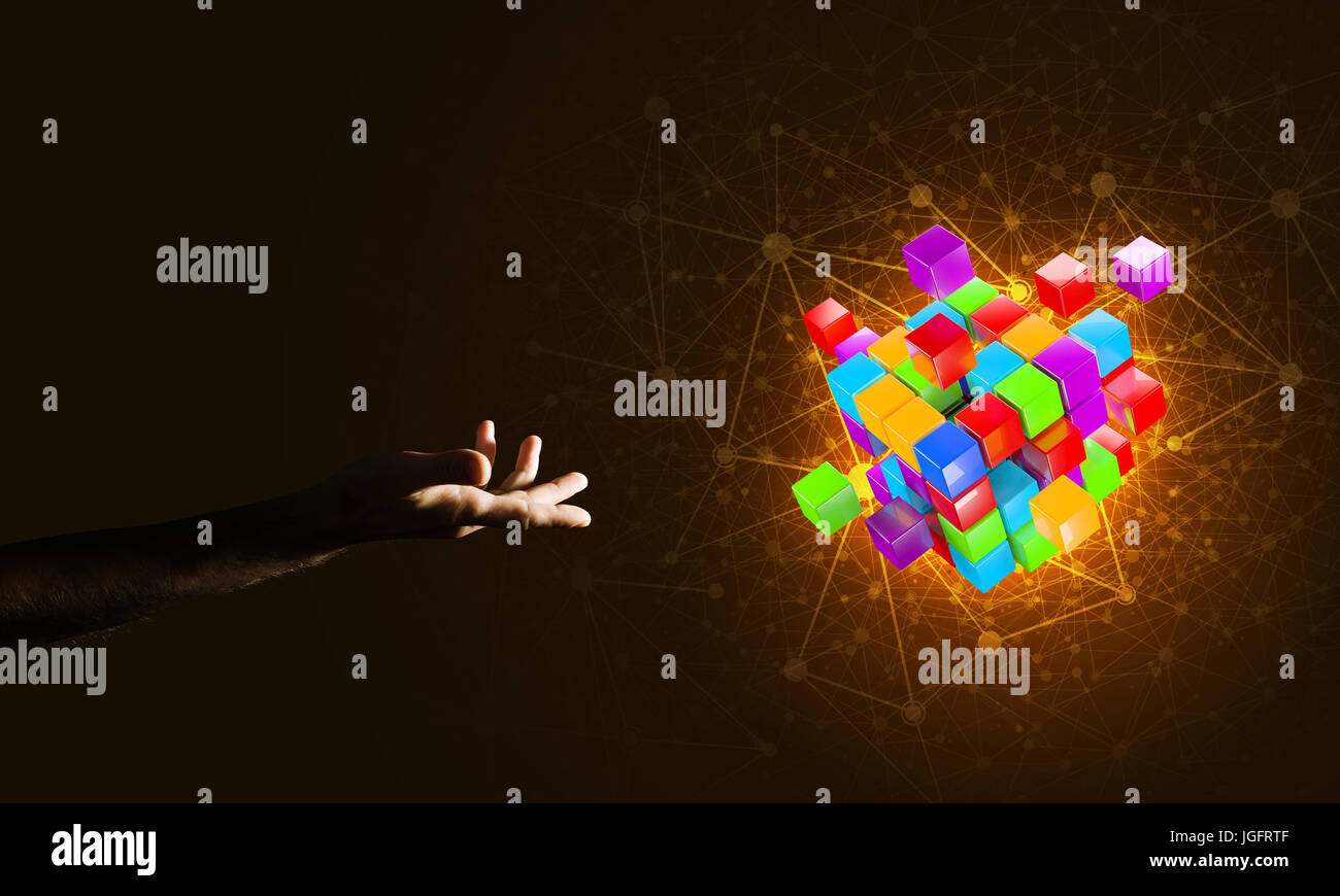 Idea of new technologies and integration presented by cube figure Stock ...