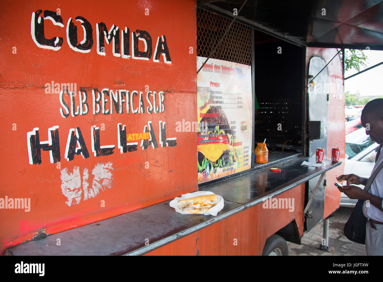 Prego completo, steak sandwich at a Halal food truck in Maputo ...