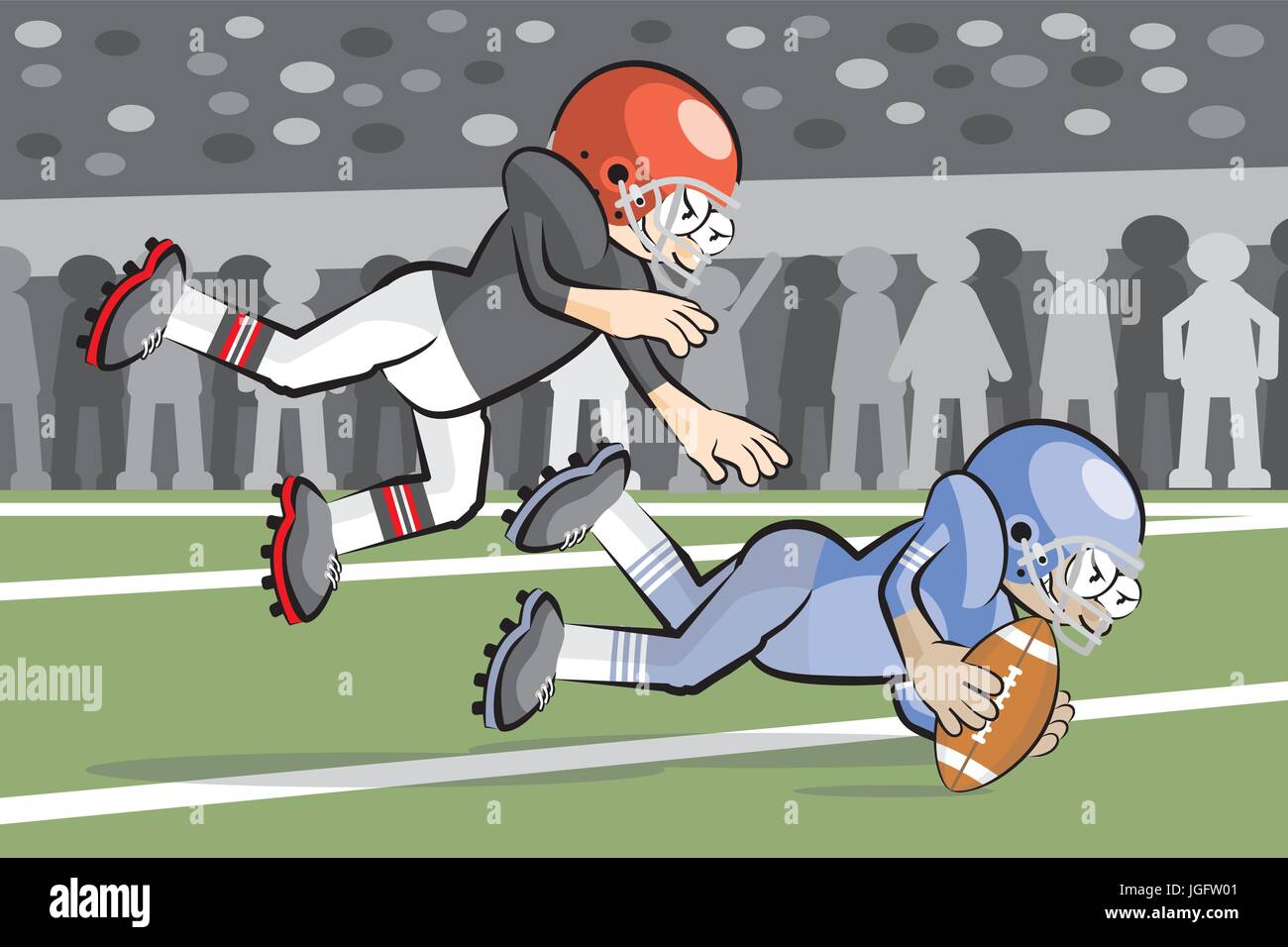 American Footbal Players in cartoon style. Conceptual vector ...