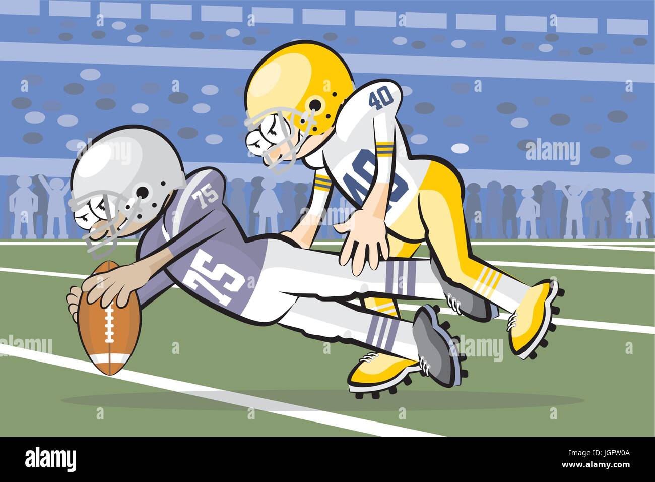 American Footbal Players in cartoon style. Conceptual vector ...