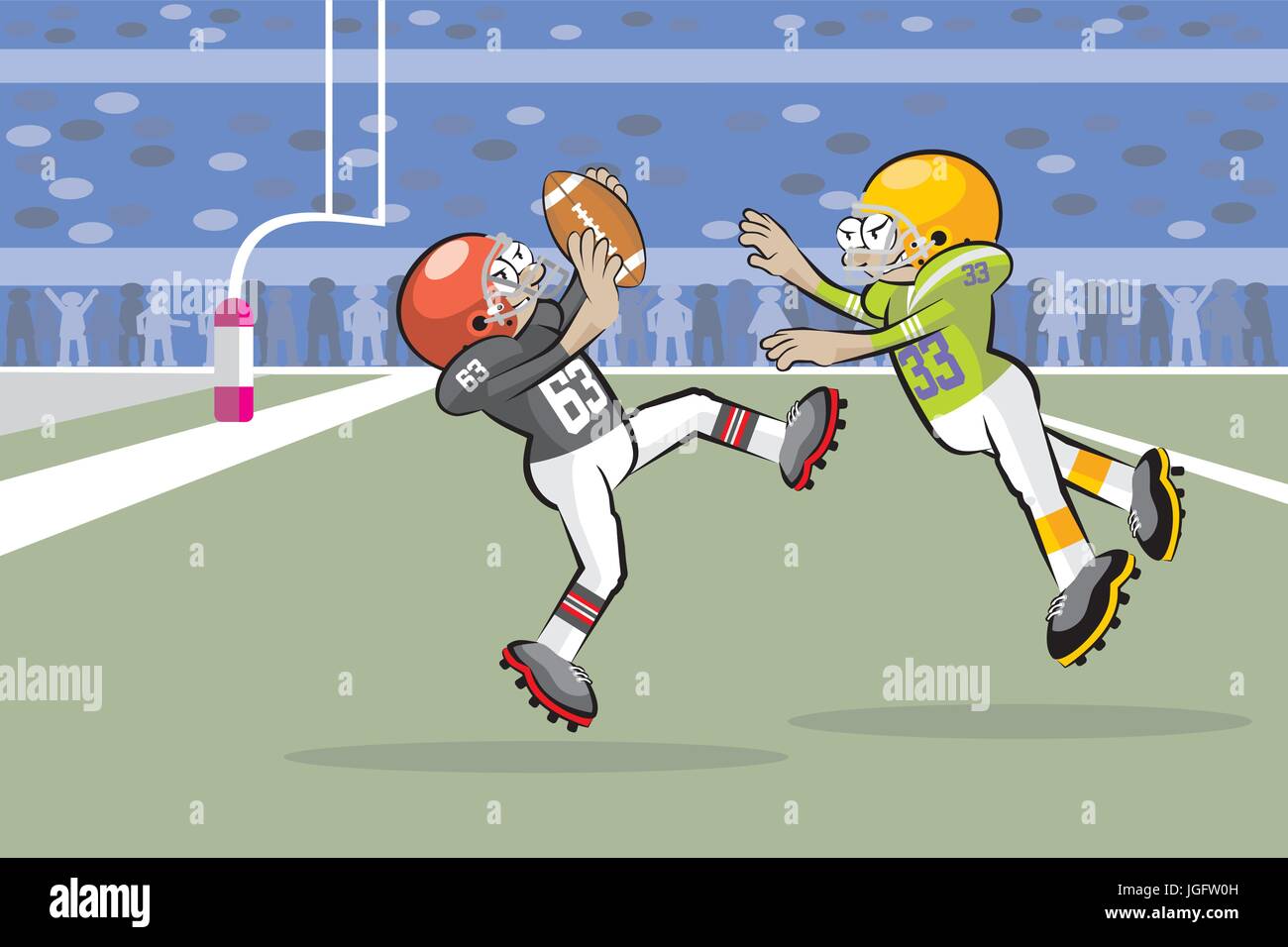 American Footbal Players in cartoon style. Conceptual vector ...
