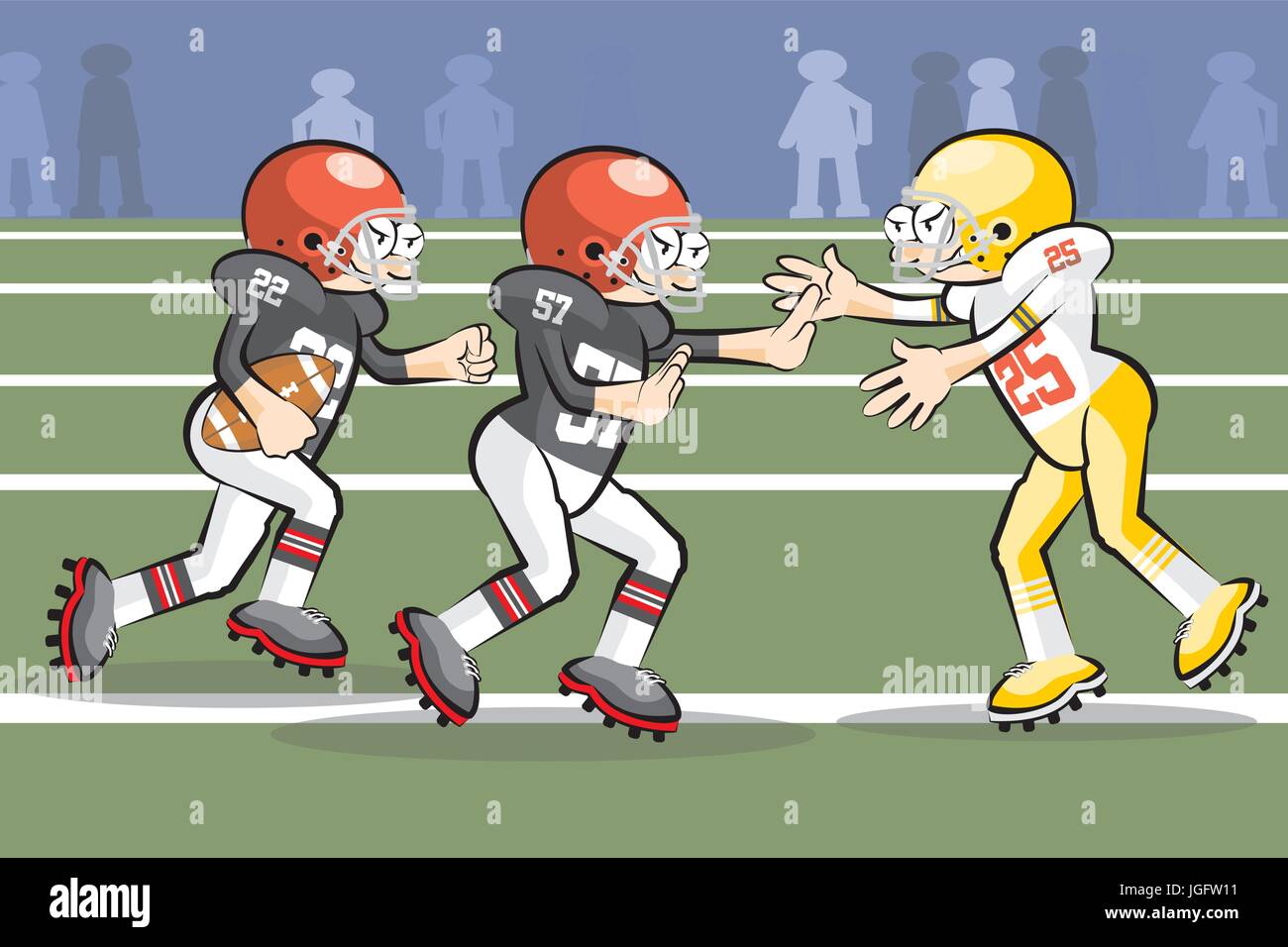 American Footbal Players in cartoon style. Conceptual vector ...