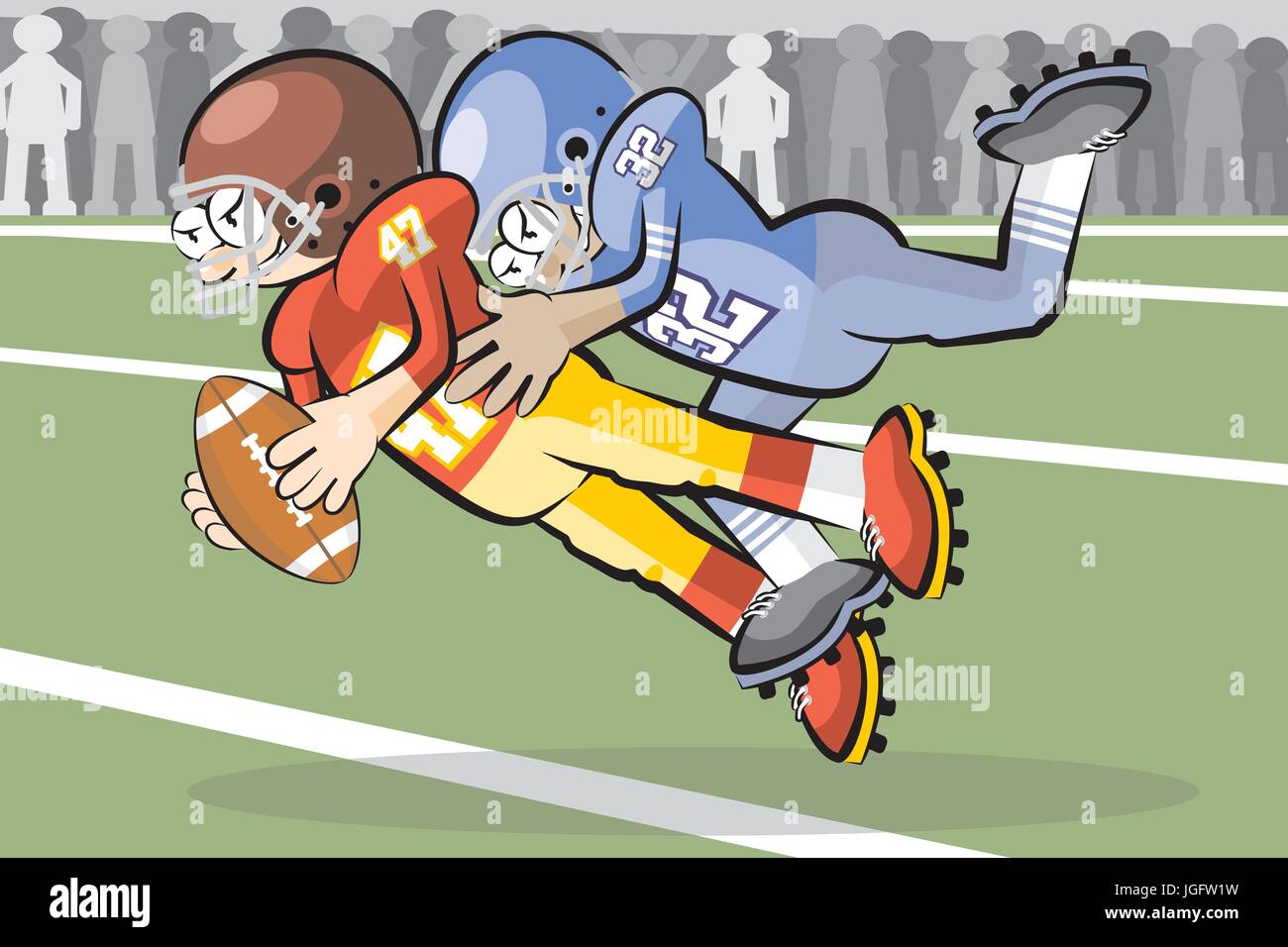 American Footbal Players in cartoon style. Conceptual vector ...