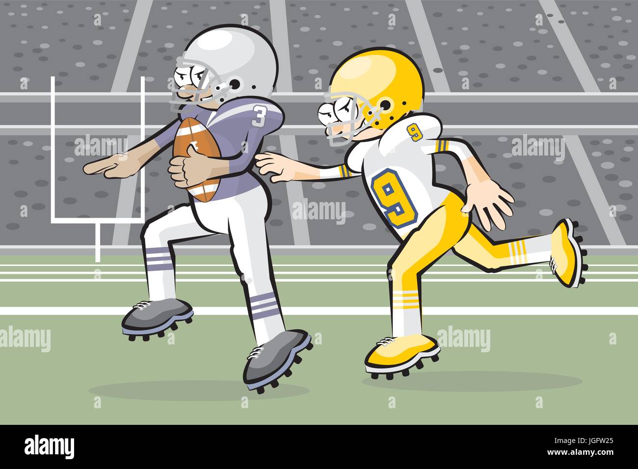 American Footbal Players in cartoon style. Conceptual vector ...