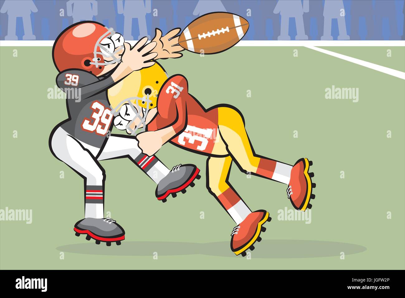 American Footbal Players in cartoon style. Conceptual vector ...