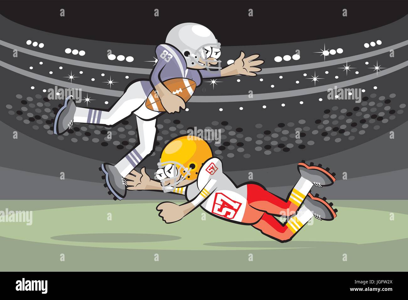 American Footbal Players in cartoon style. Conceptual vector ...