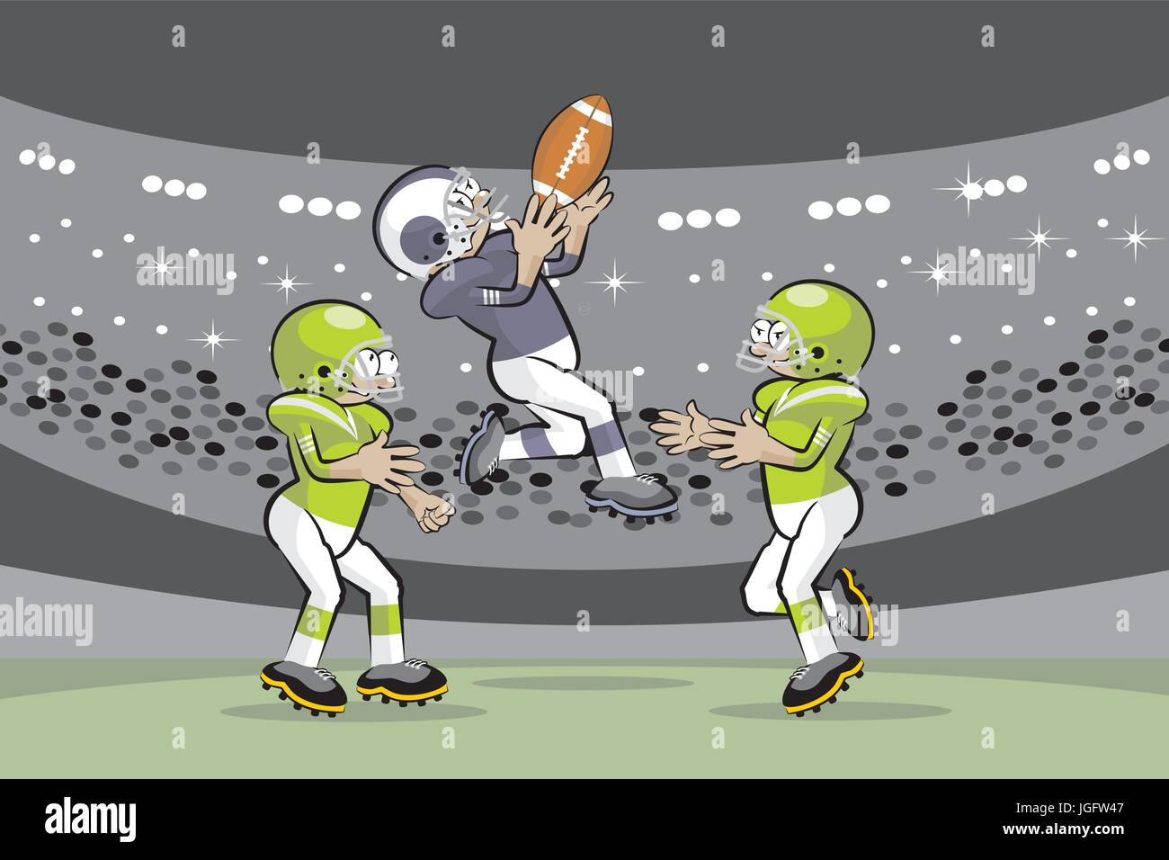 American Footbal Players in cartoon style. Conceptual vector ...