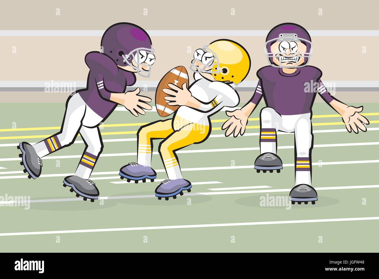 American Footbal Players in cartoon style. Conceptual vector ...