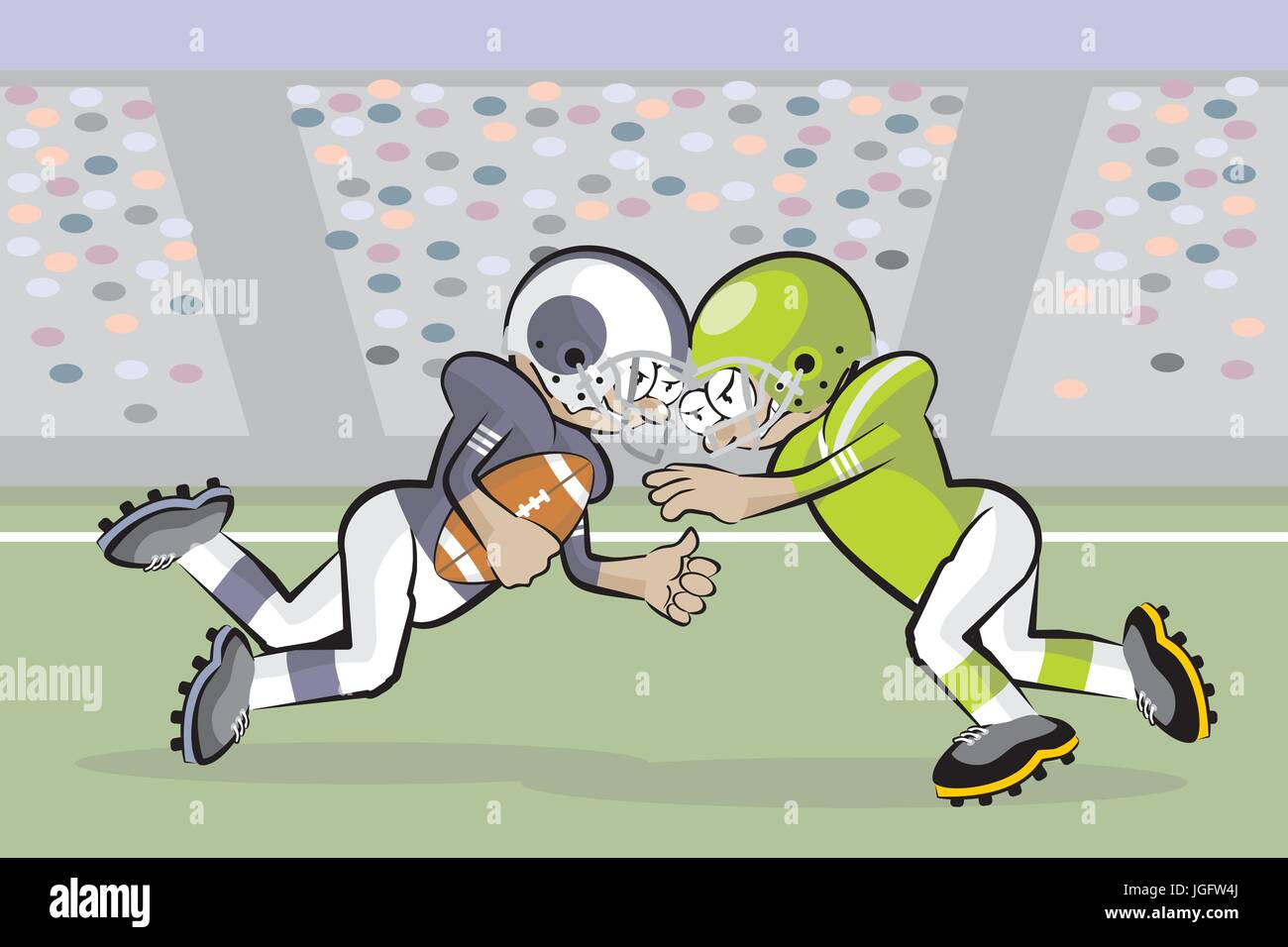 American Footbal Players in cartoon style. Conceptual vector ...