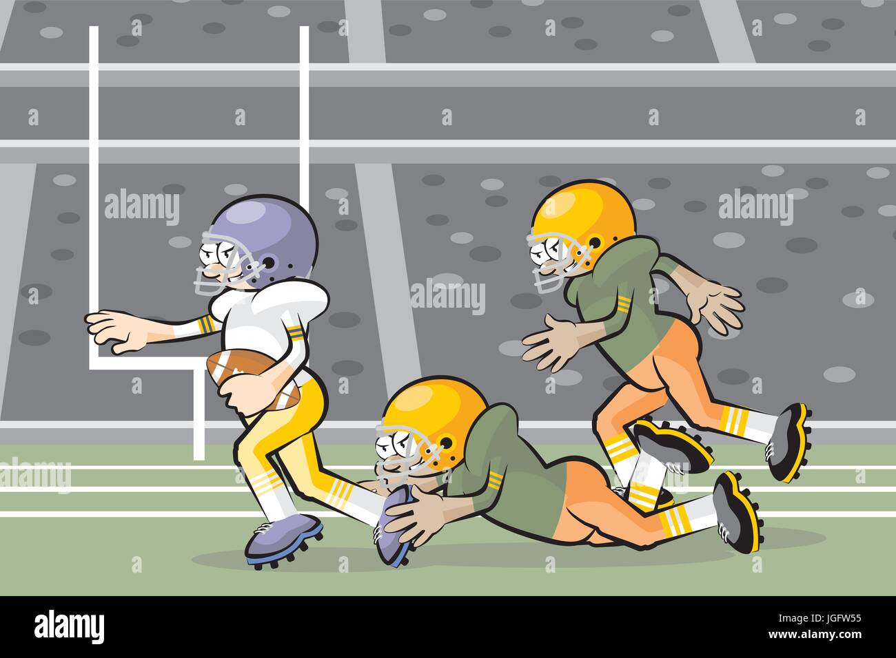 American Footbal Players in cartoon style. Conceptual vector ...