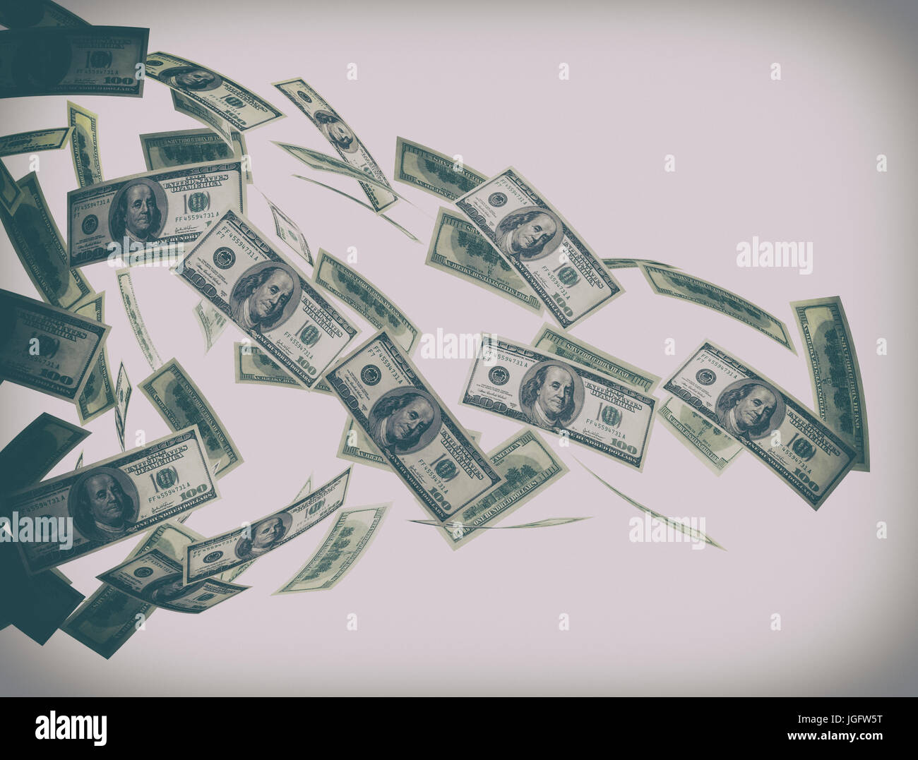 Flow of money. U.S. Dollars isolated on white background Stock Photo ...