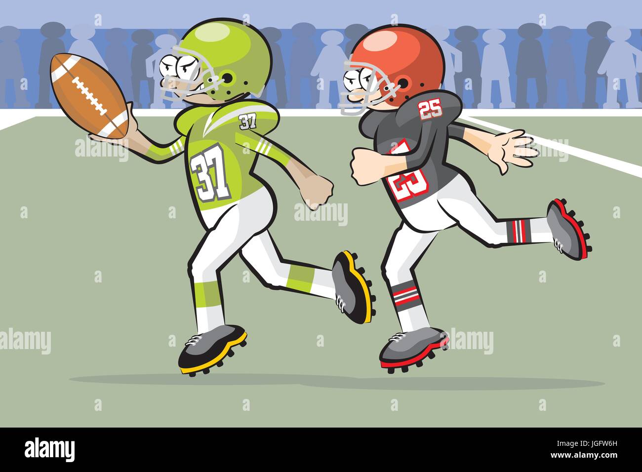 American Footbal Players in cartoon style. Conceptual vector ...