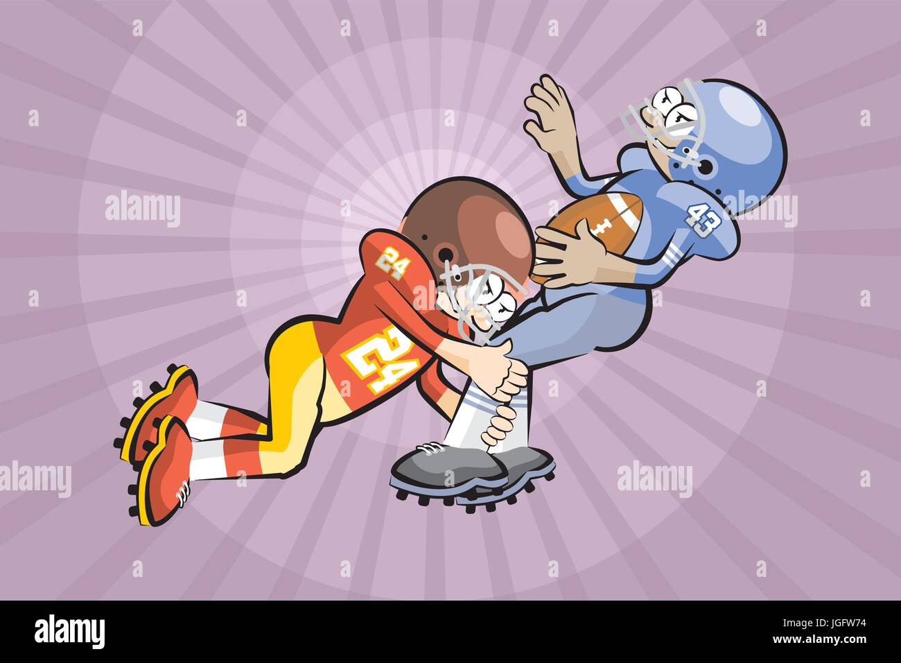 American Footbal Players in cartoon style. Conceptual vector ...