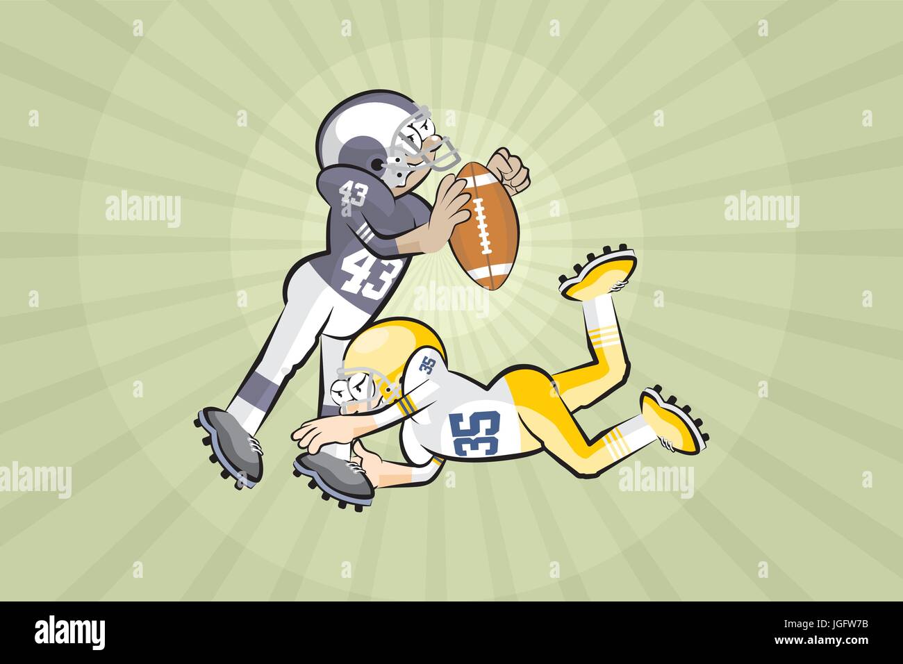 American Footbal Players in cartoon style. Conceptual vector ...