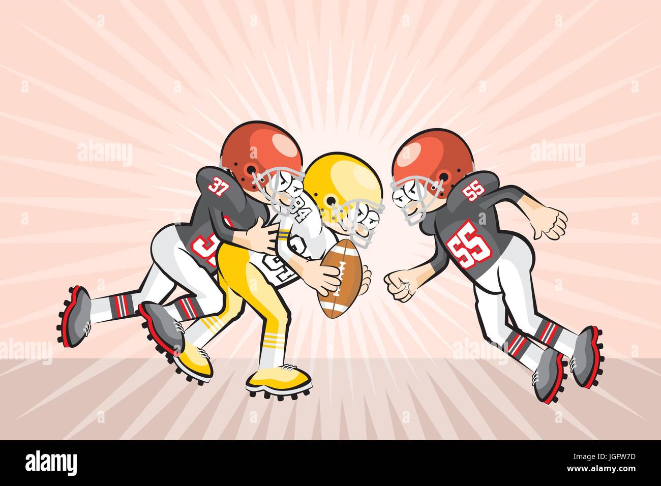 American Footbal Players in cartoon style. Conceptual vector ...