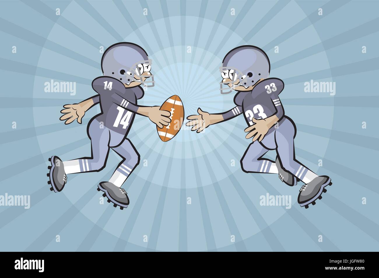 American Footbal Players in cartoon style. Conceptual vector ...