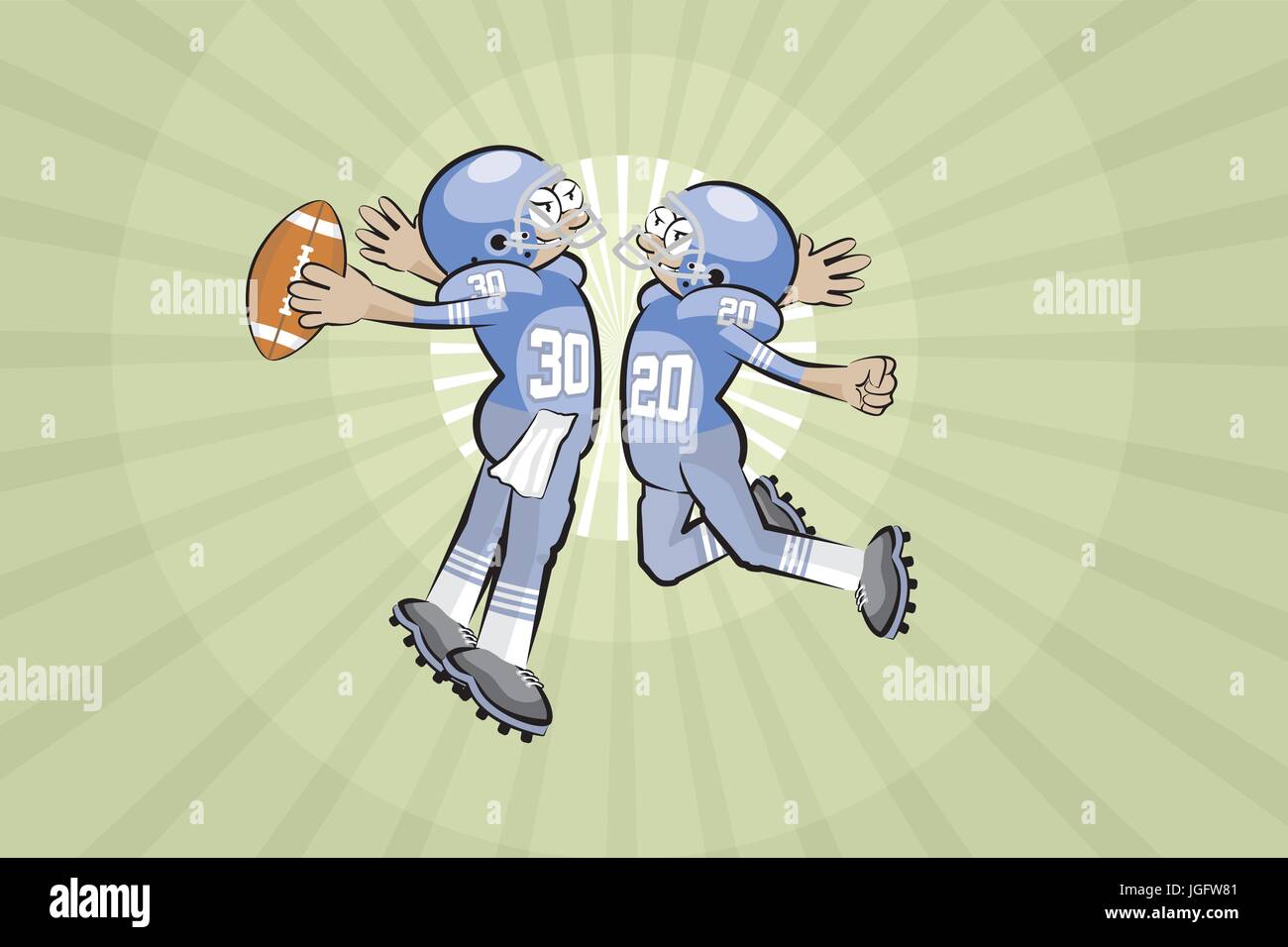 American Footbal Players in cartoon style. Conceptual vector ...