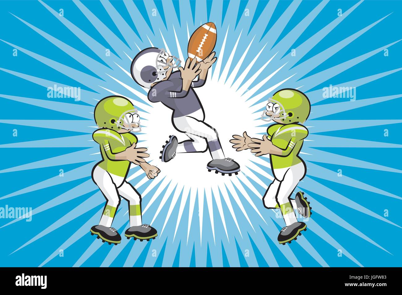American Footbal Players in cartoon style. Conceptual vector ...