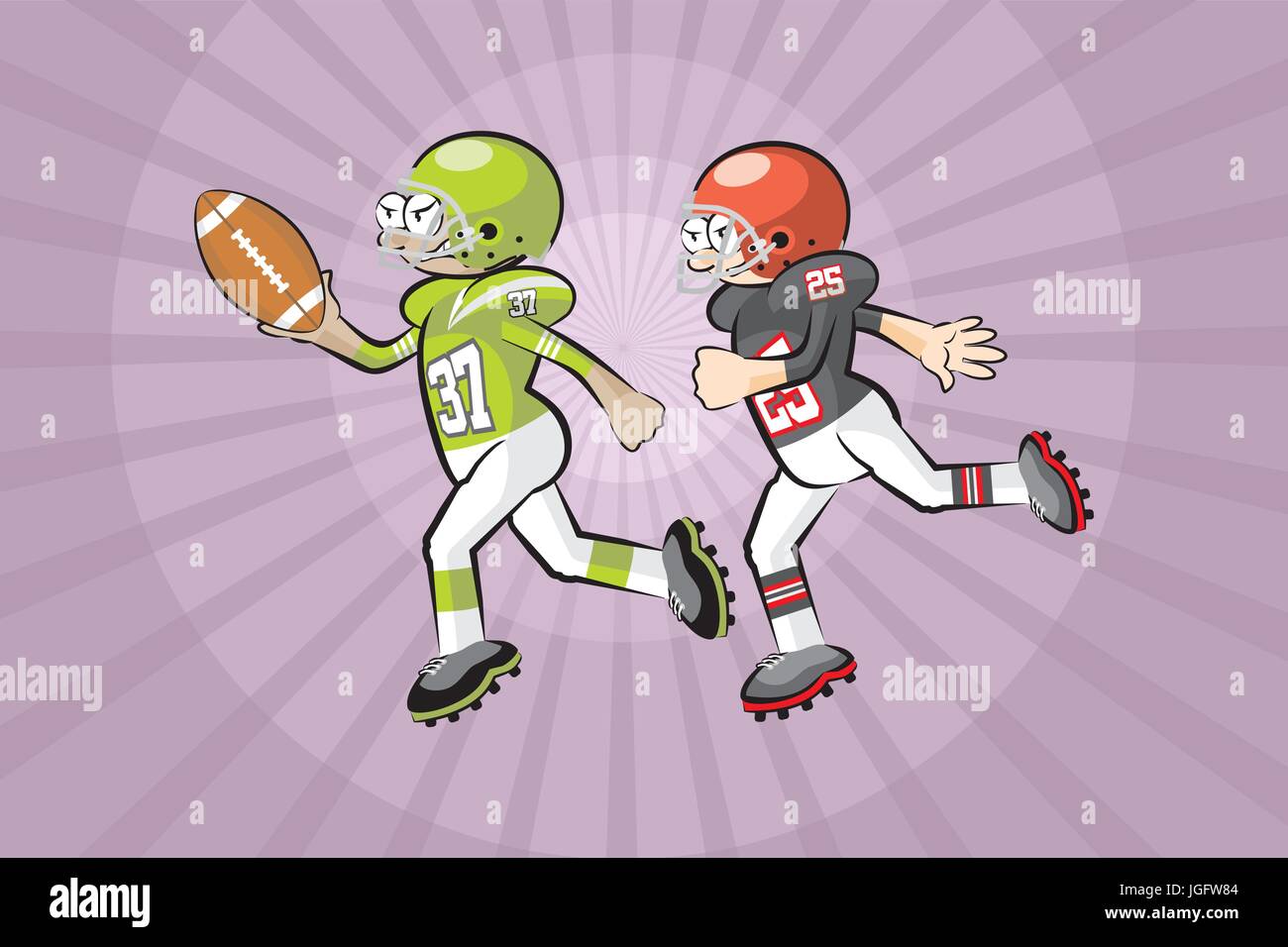 American Footbal Players in cartoon style. Conceptual vector ...