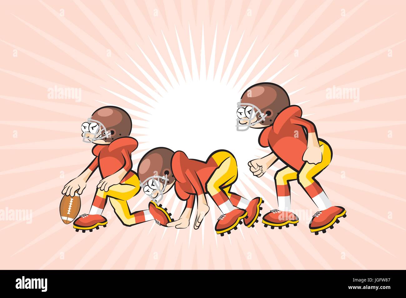 American Footbal Players in cartoon style. Conceptual vector ...