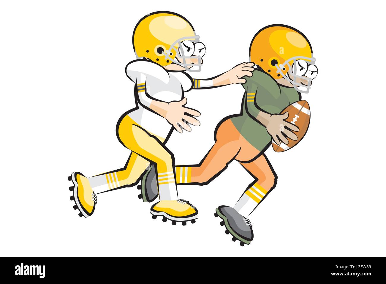 American Footbal Players in cartoon style. Conceptual vector ...