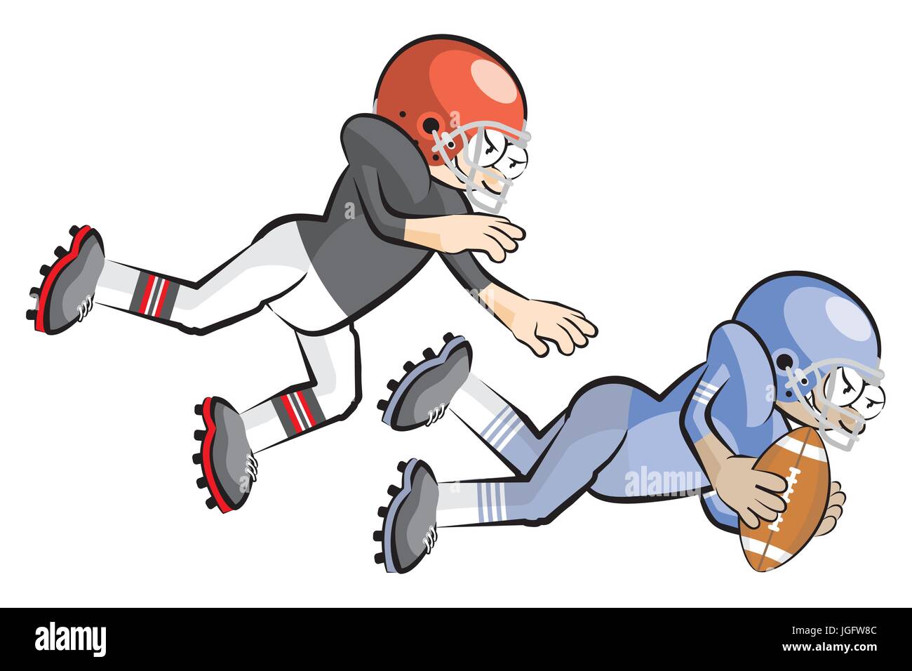 American Footbal Players in cartoon style. Conceptual vector ...