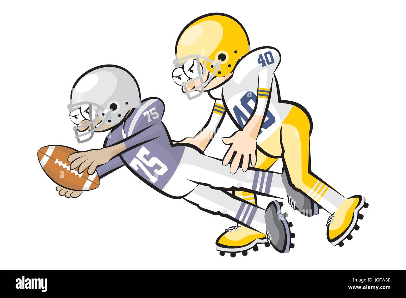 American Footbal Players in cartoon style. Conceptual vector ...