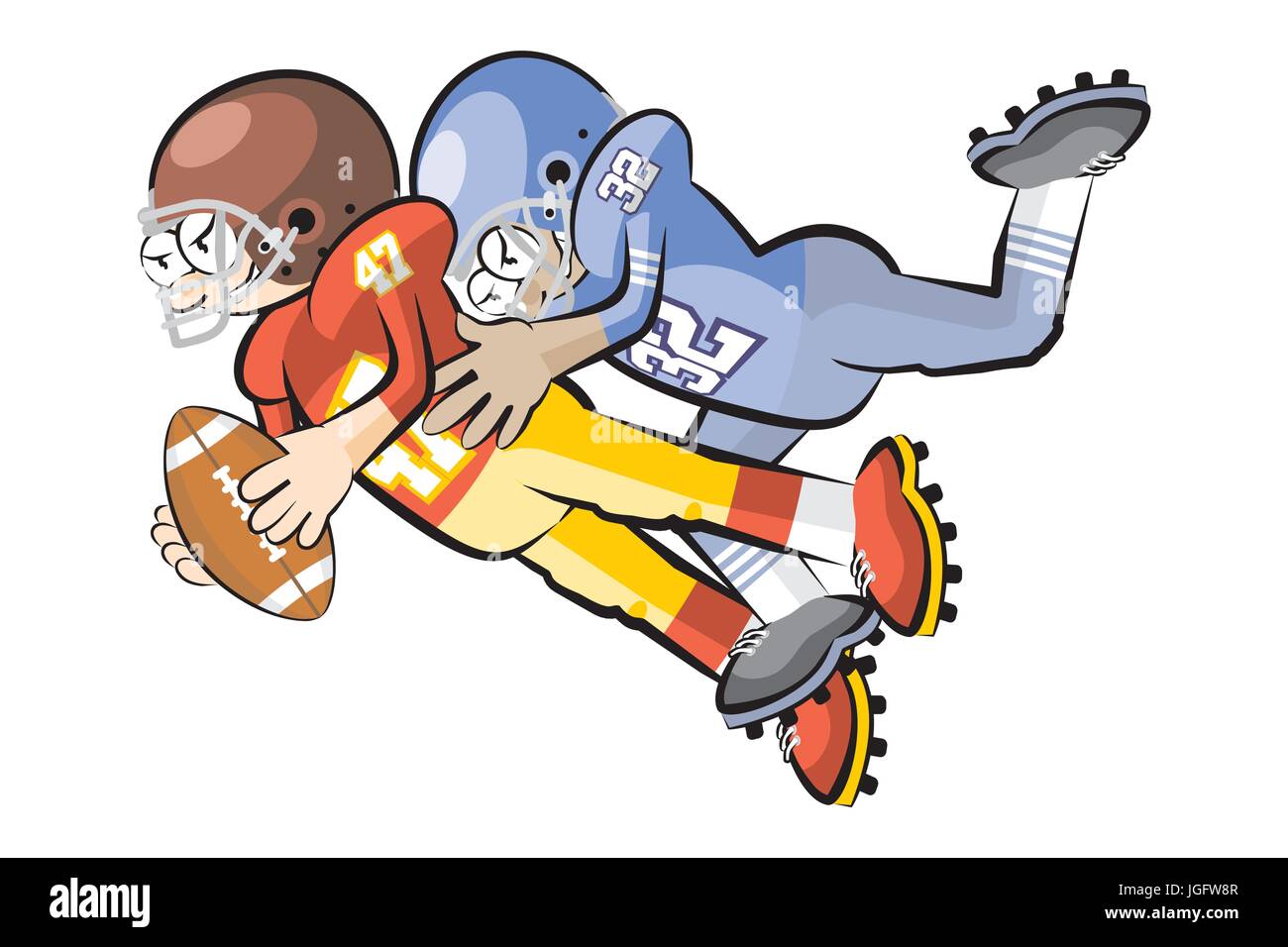 Football Player Tackling Cartoon