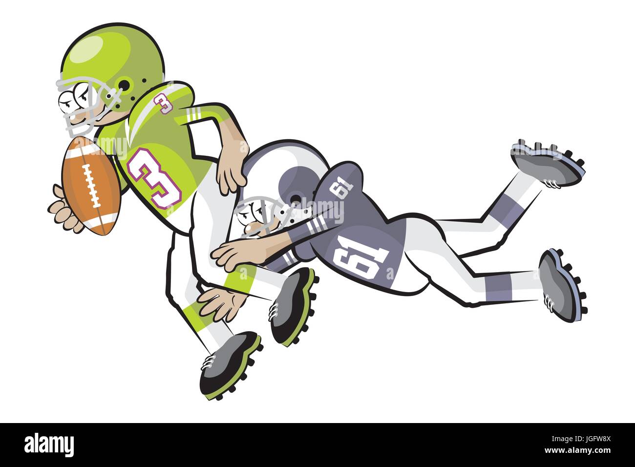 American Footbal Players in cartoon style. Conceptual vector ...