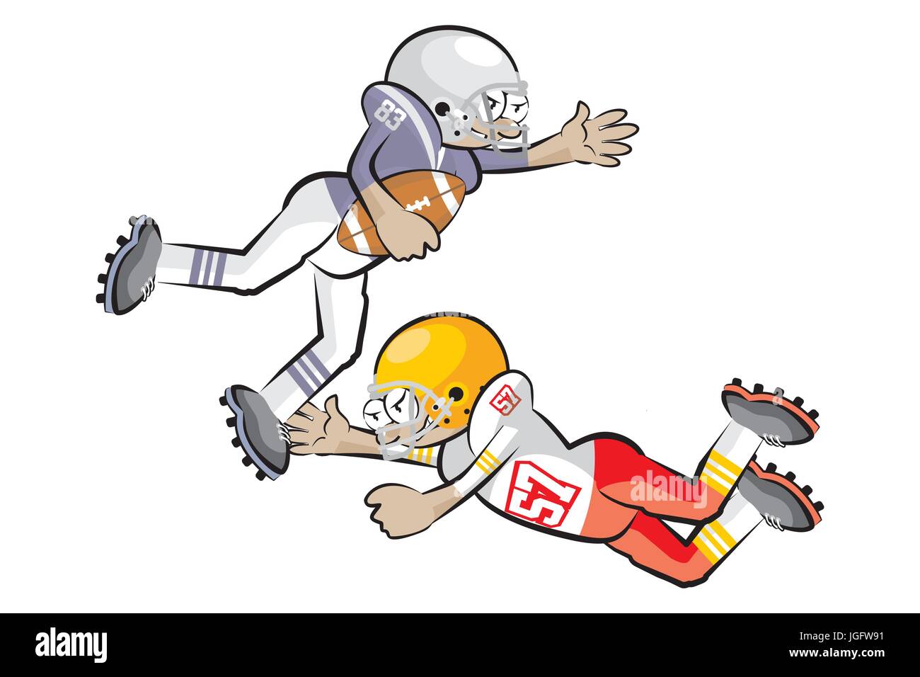 American Footbal Players in cartoon style. Conceptual vector ...