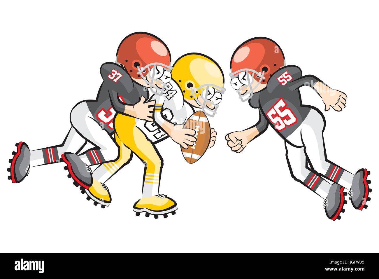 American Footbal Players in cartoon style. Conceptual vector ...