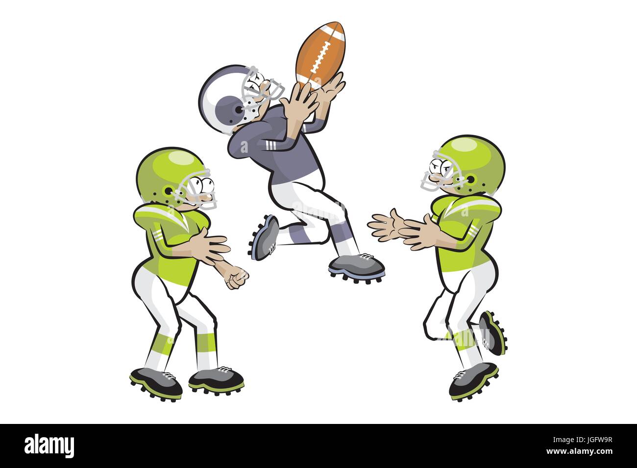 American Footbal Players in cartoon style. Conceptual vector ...