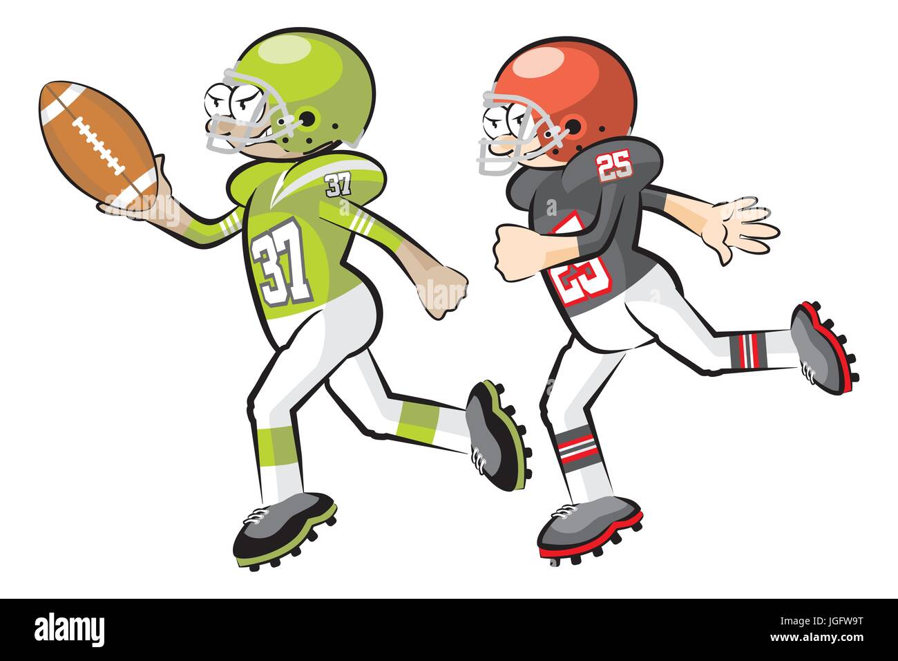 American Footbal Players in cartoon style. Conceptual vector ...