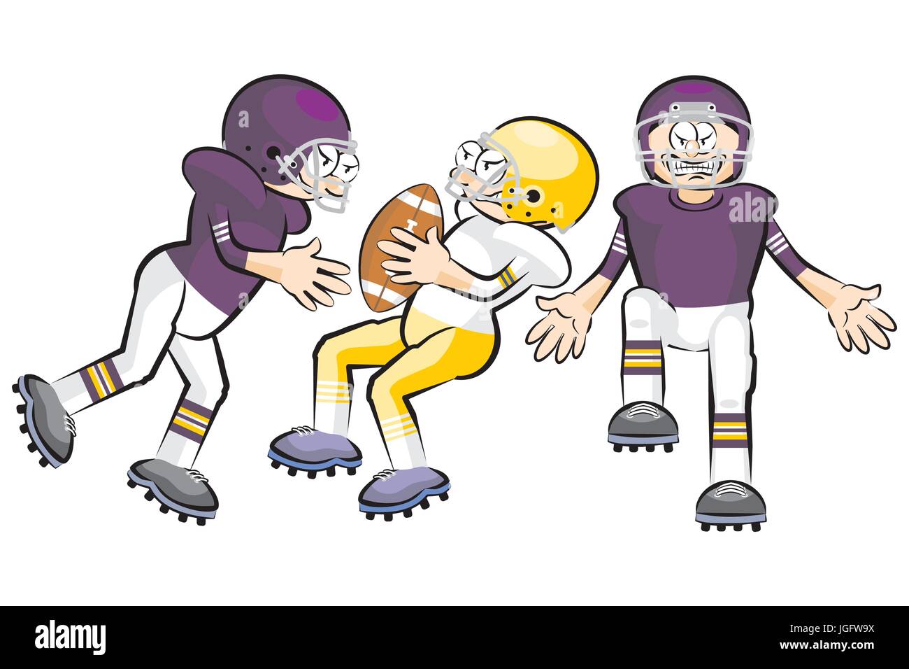 American Footbal Players in cartoon style. Conceptual vector ...