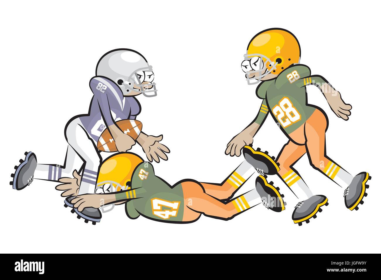 American Footbal Players in cartoon style. Conceptual vector ...