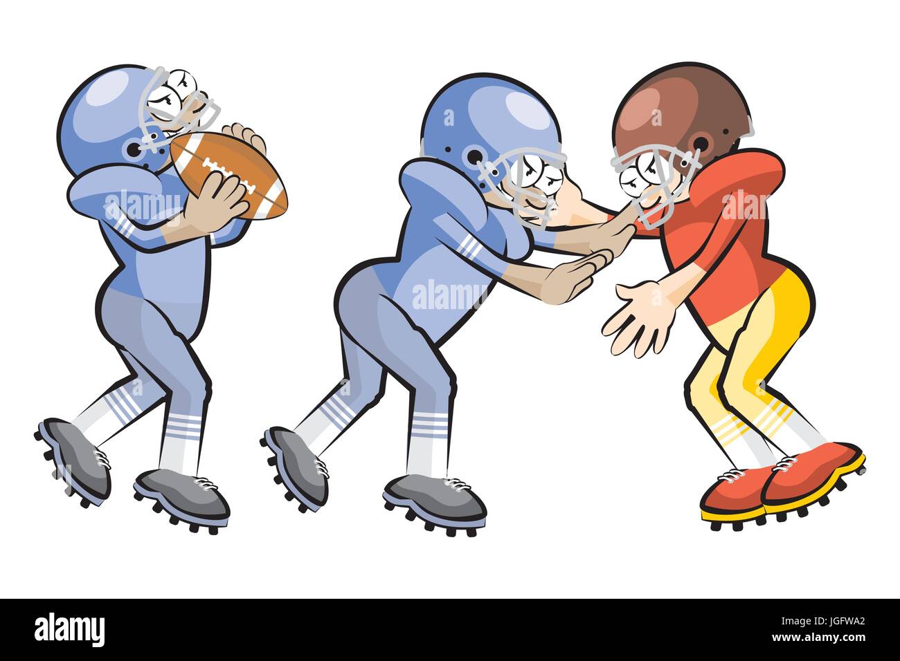 American Footbal Players in cartoon style. Conceptual vector ...