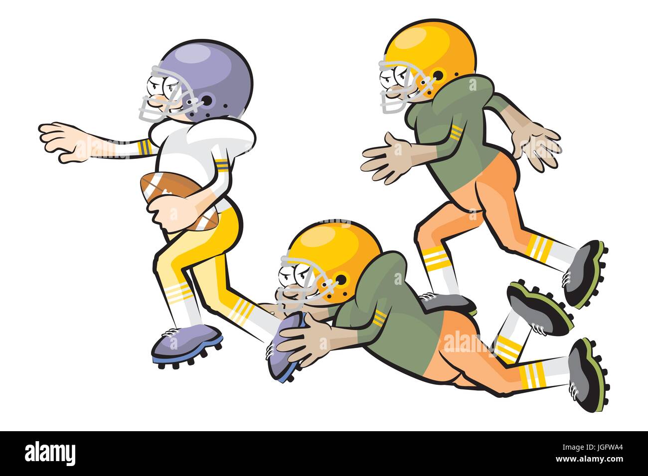 American Footbal Players in cartoon style. Conceptual vector ...