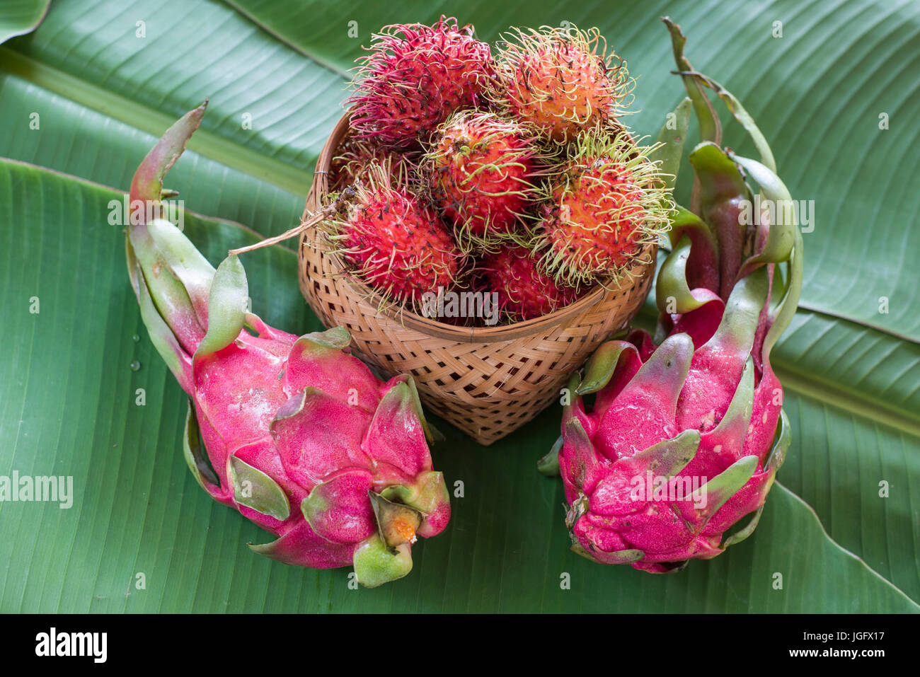 Rambutan and Dragon Fruit Stock Photo - Alamy