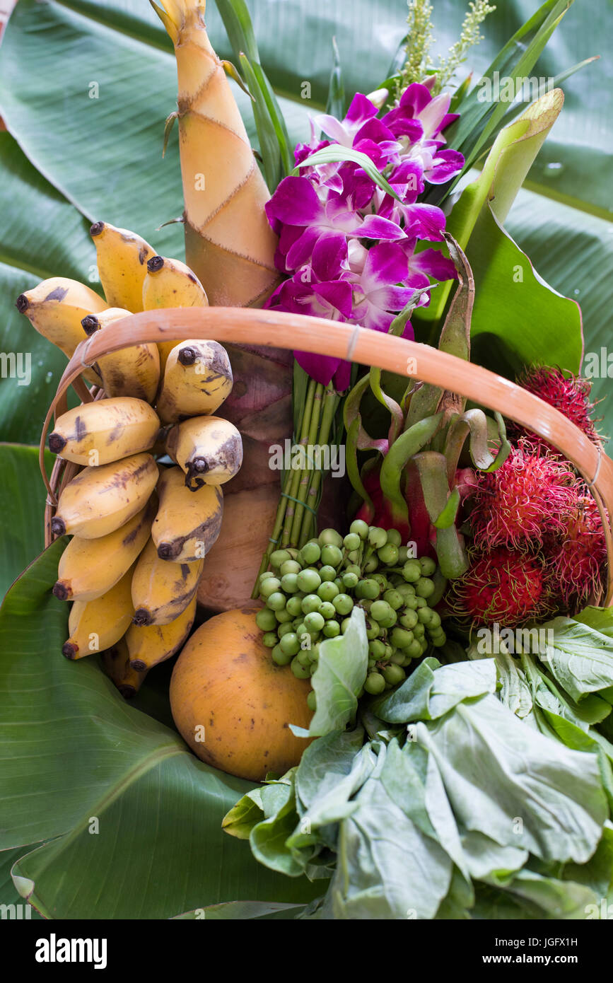 Basket of fresh fruit in Thailand Stock Photo - Alamy